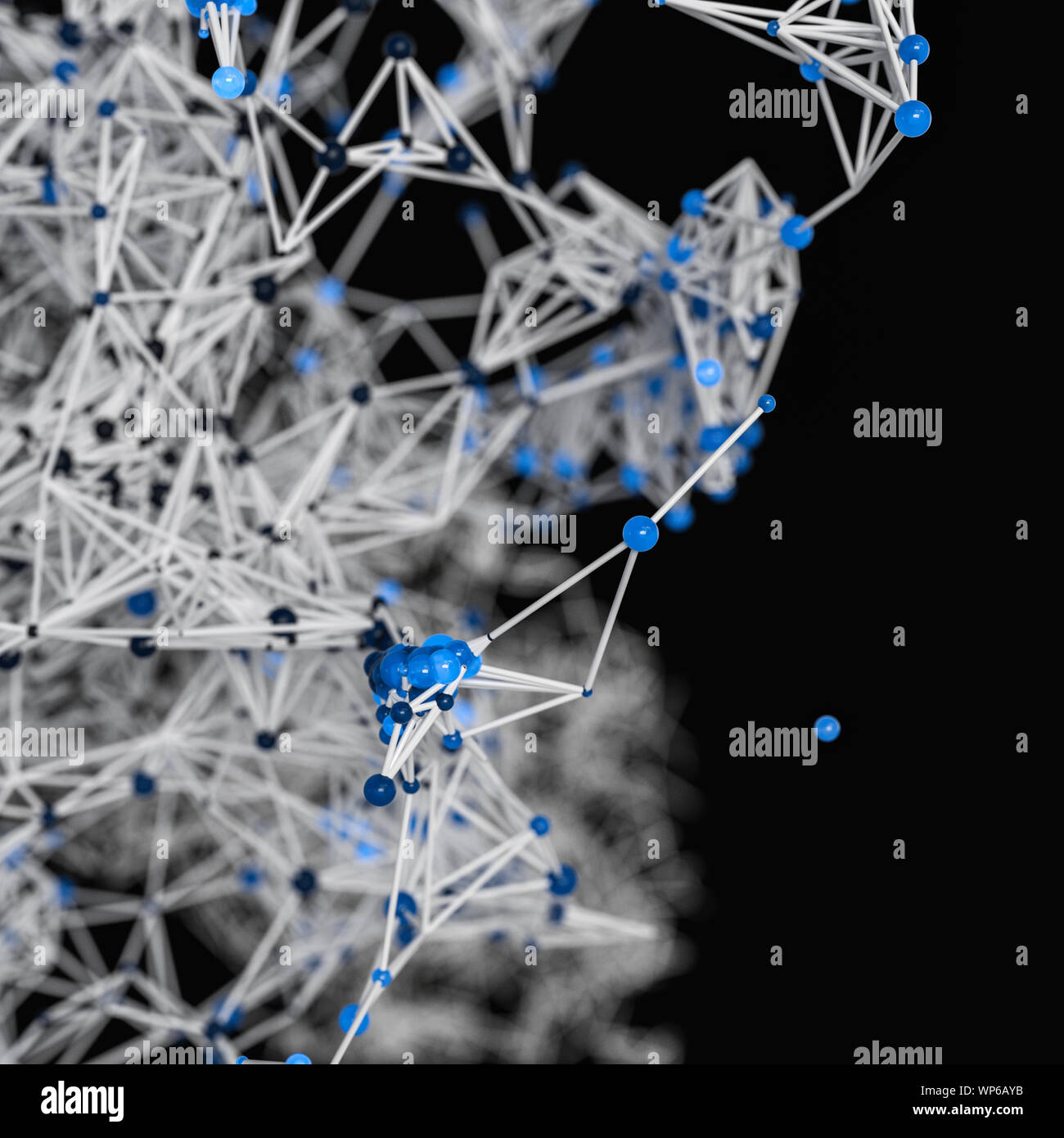 Glowing nodes with variational lines, 3d rendering. Computer digital ...