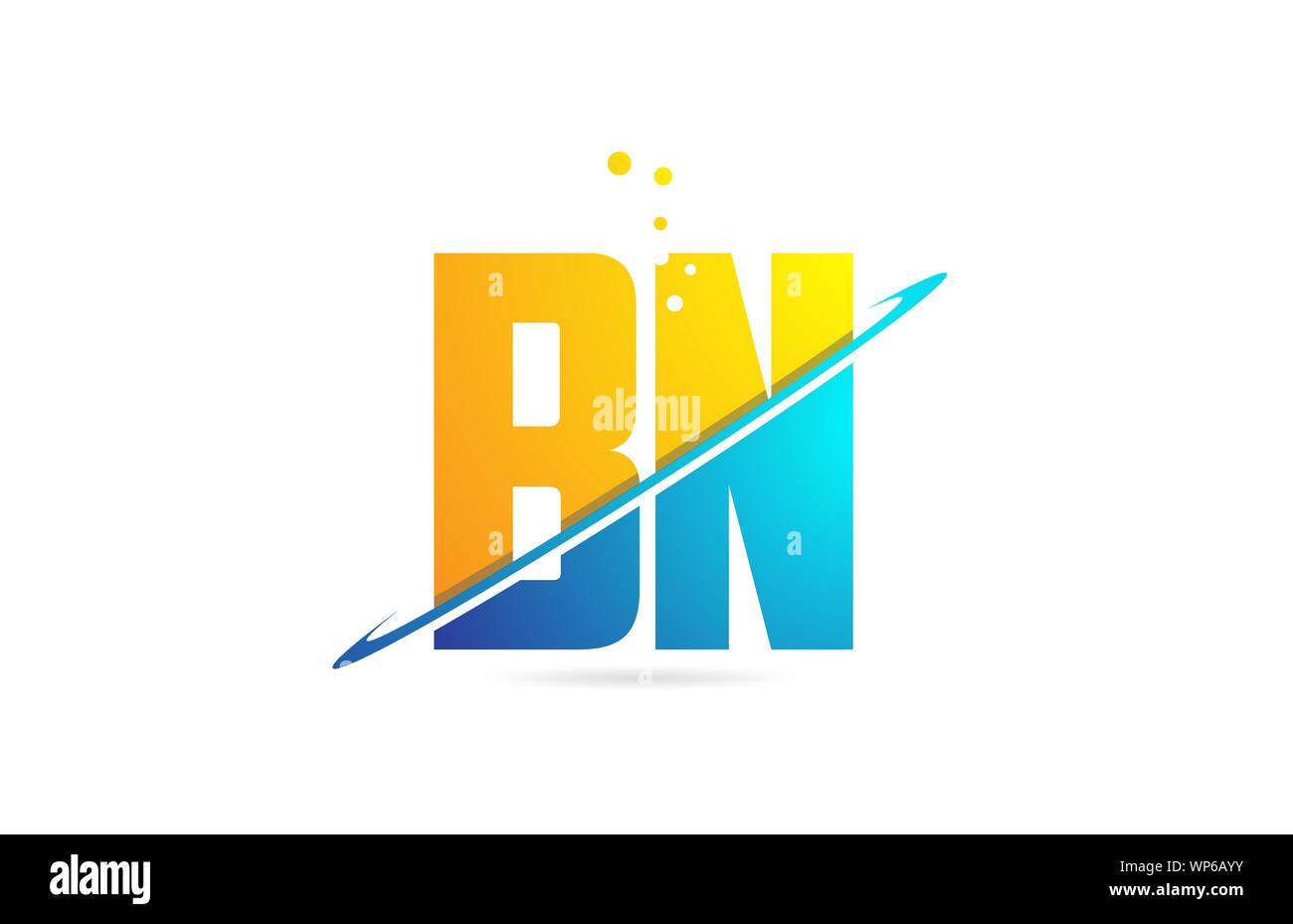 alphabet letter BN B N combination in blue and orange colors suitable ...