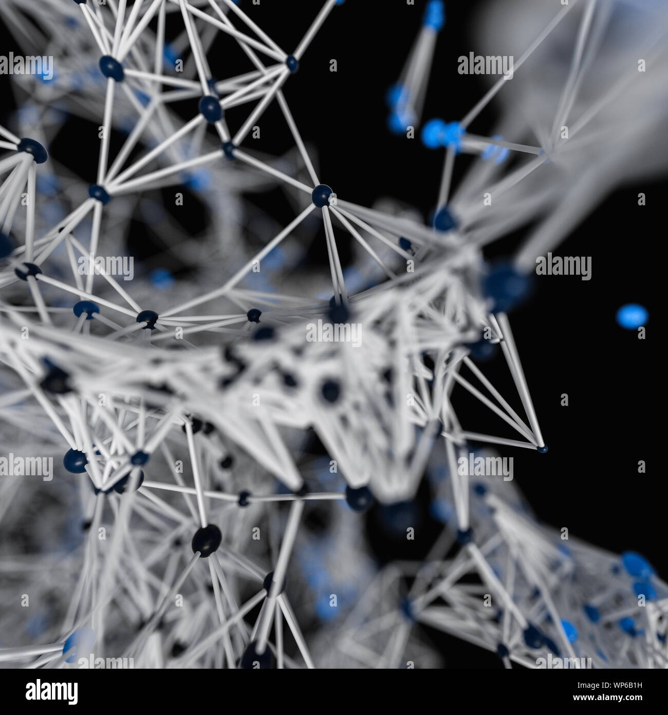 Glowing nodes with variational lines, 3d rendering. Computer digital ...
