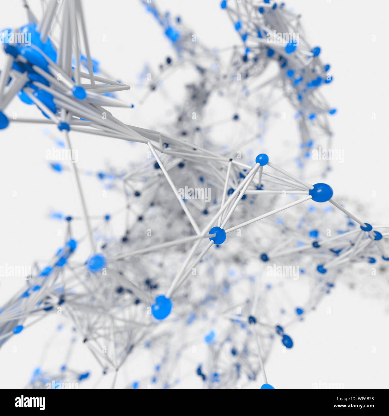 Glowing nodes with variational lines, 3d rendering. Computer digital ...