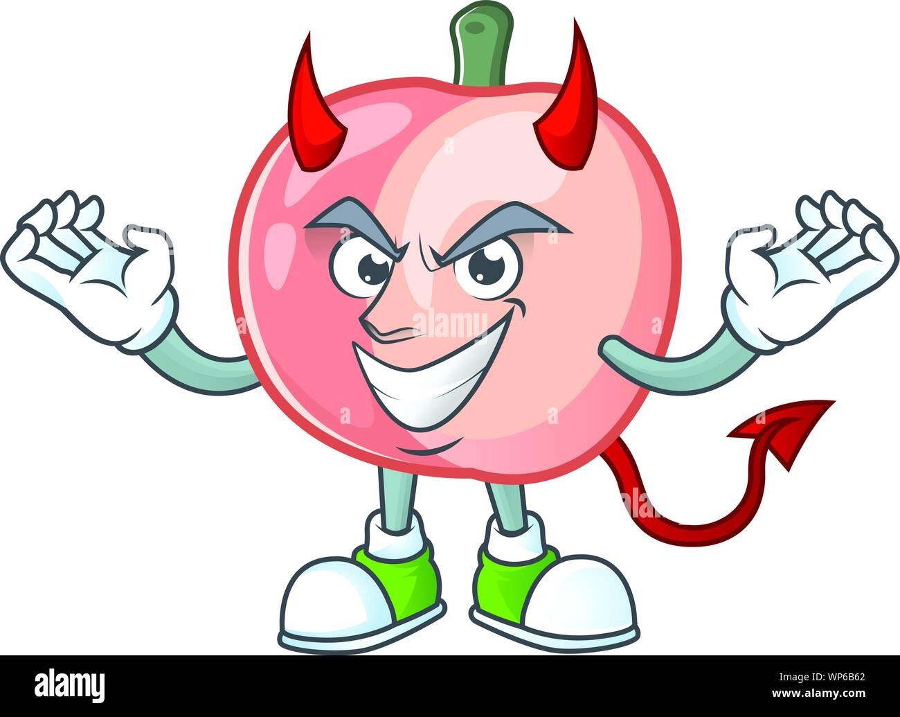 Devil whole peach cartoon for healthy fruit Stock Vector Image & Art ...