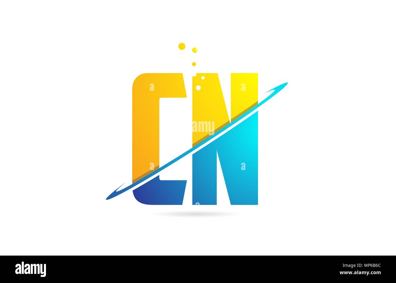 alphabet letter CN C N combination in blue and orange colors suitable ...