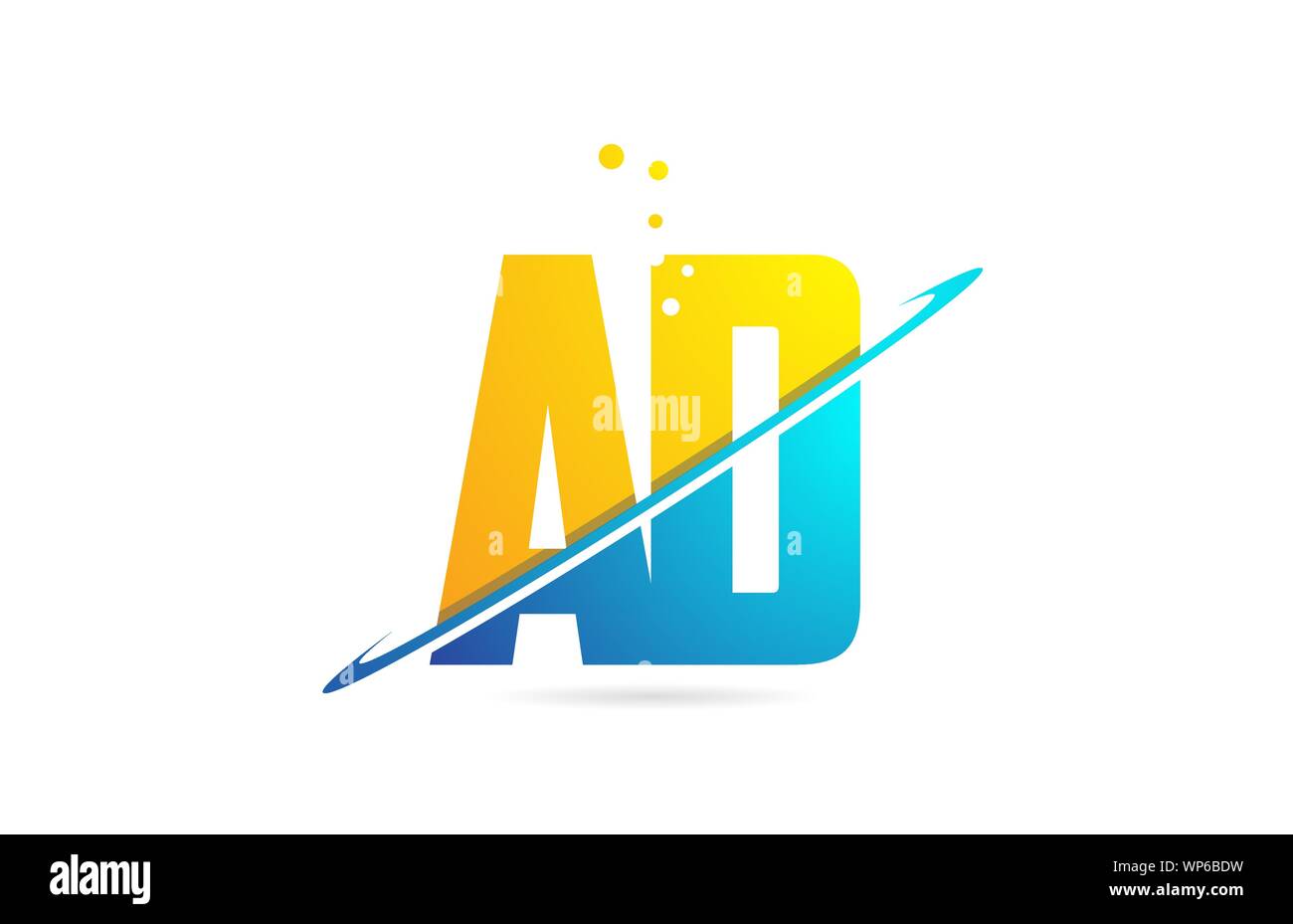 alphabet letter AD A D combination in blue and orange colors suitable ...