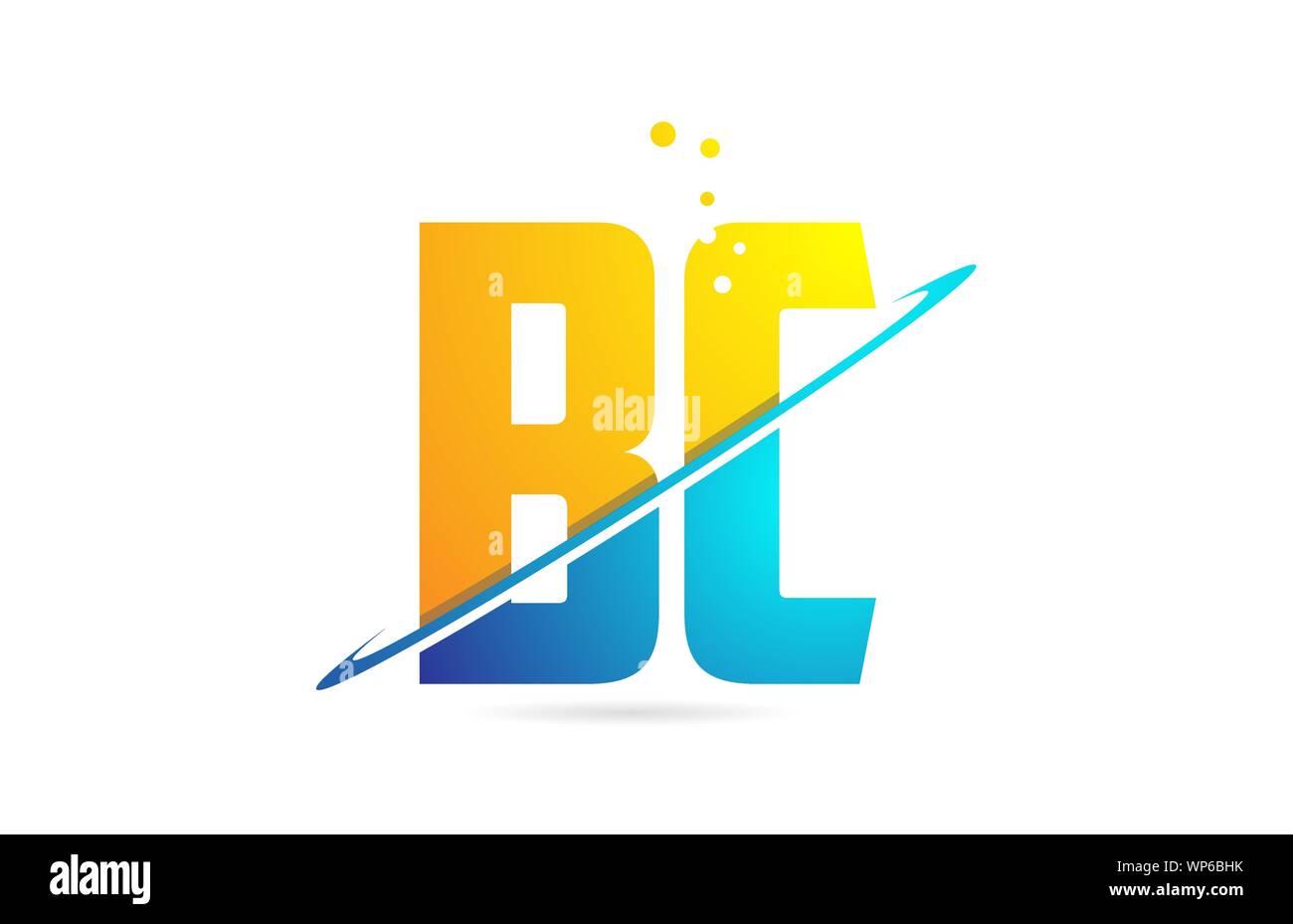 alphabet letter BC B C combination in blue and orange colors suitable ...