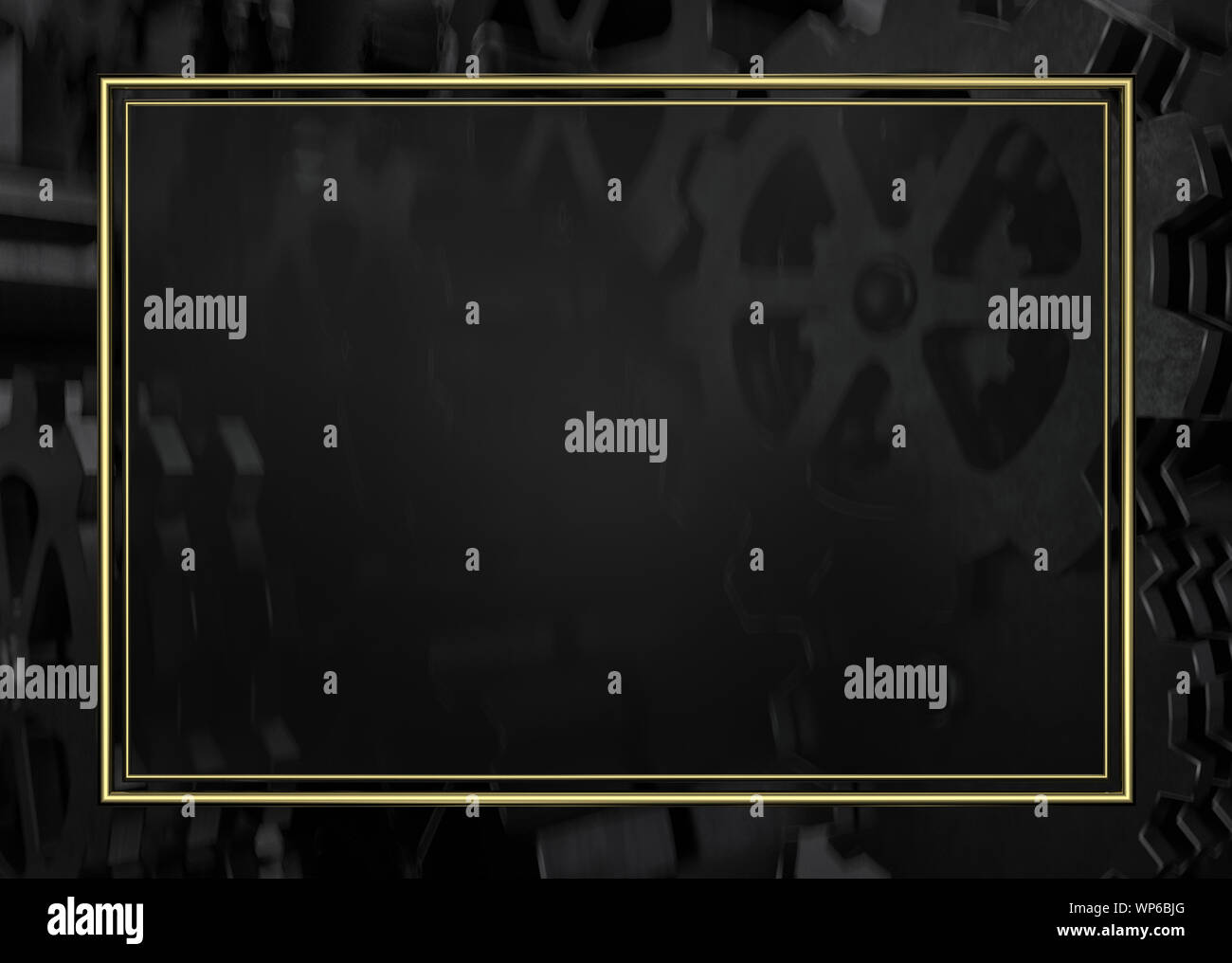 Golden shine frame with gray gears background. 3D illustration Stock ...