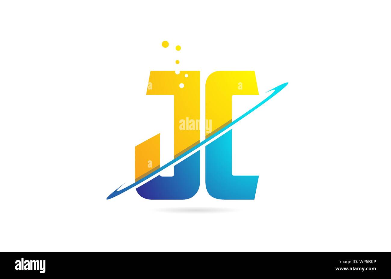 alphabet letter JC J C combination in blue and orange colors suitable ...