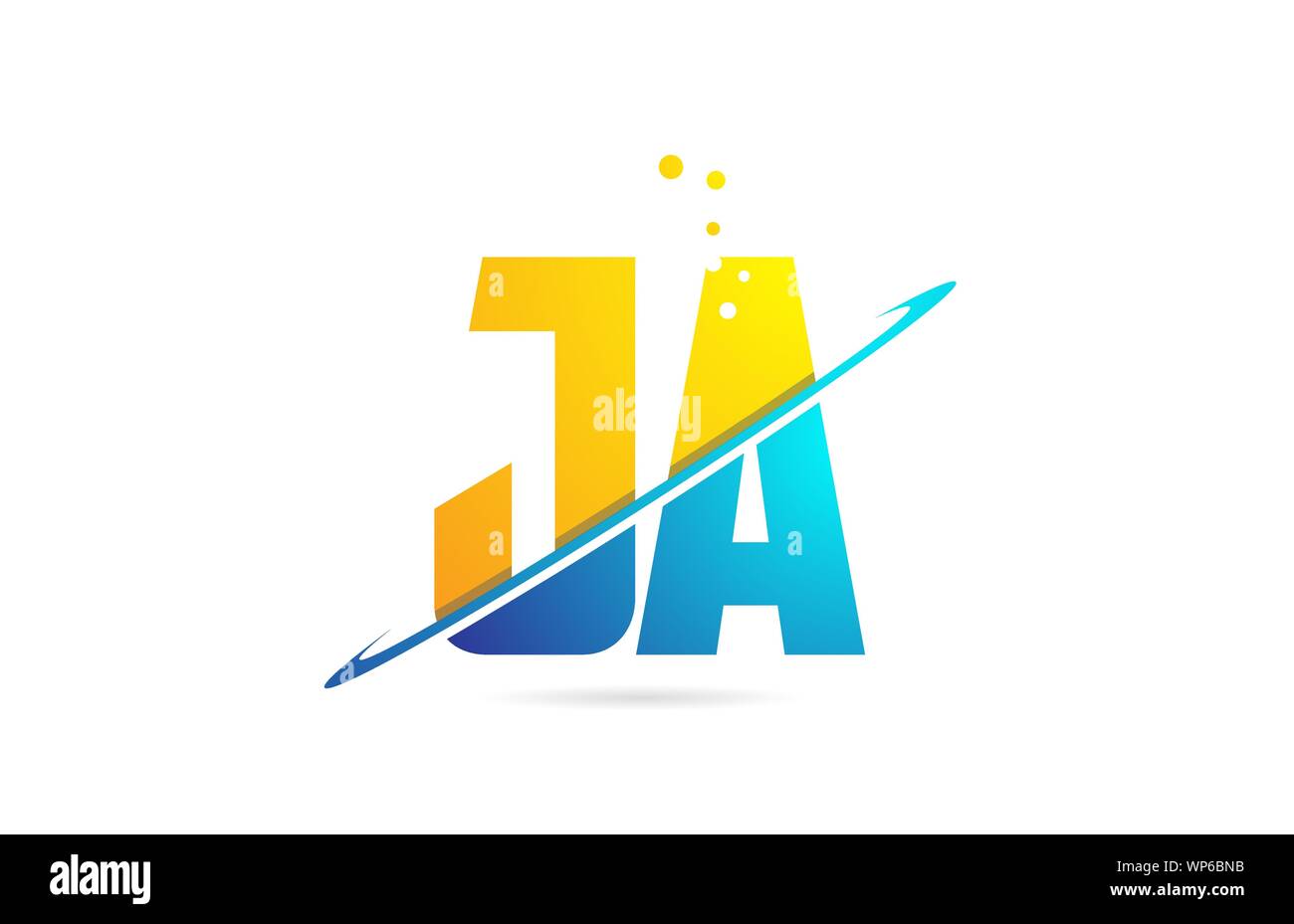 alphabet letter JA J A combination in blue and orange colors suitable ...