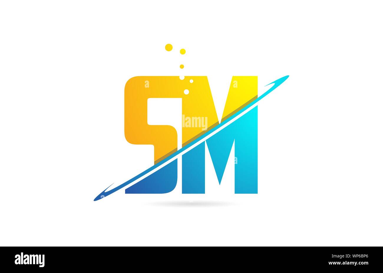 alphabet letter SM S M combination in blue and orange colors suitable ...