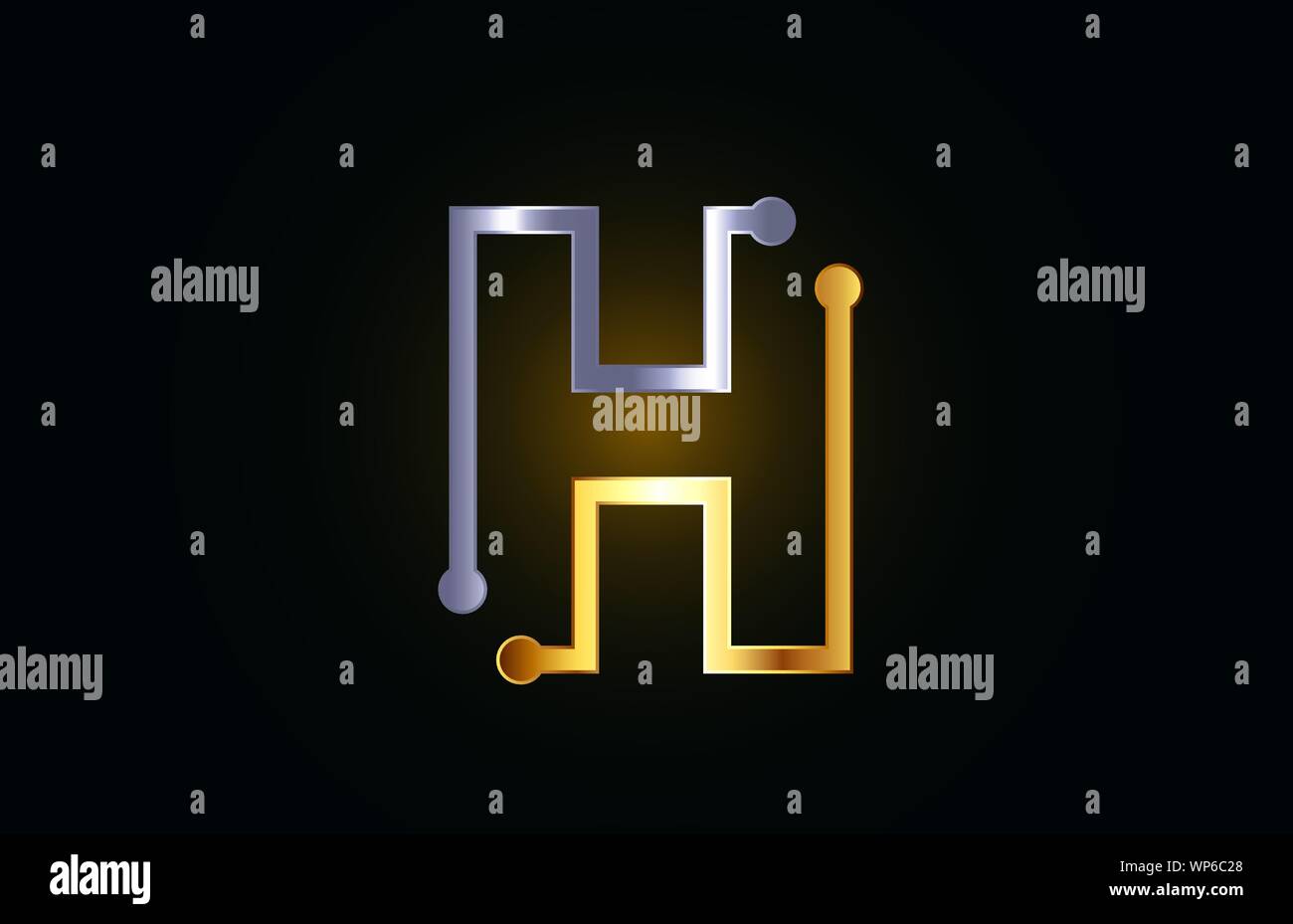 gold and silver metal letter H alphabet logo icon design suitable as a ...