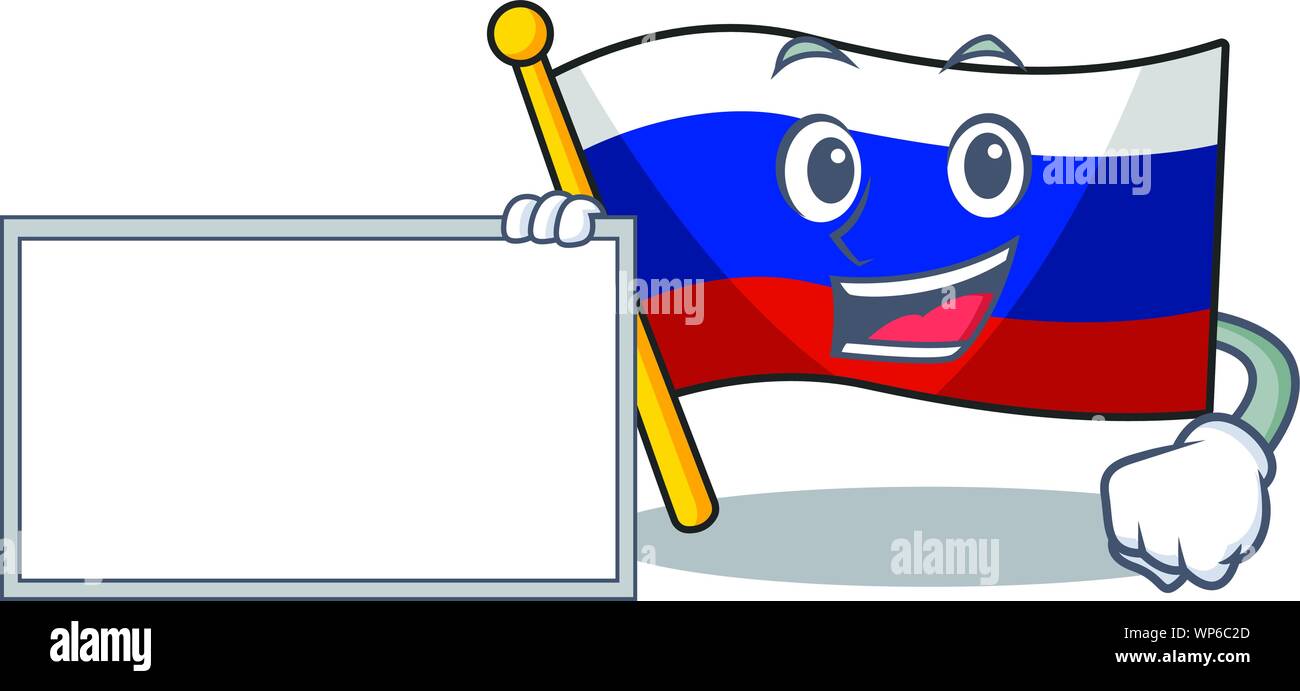 With board russian mascot flag shaped on character Stock Vector Image ...