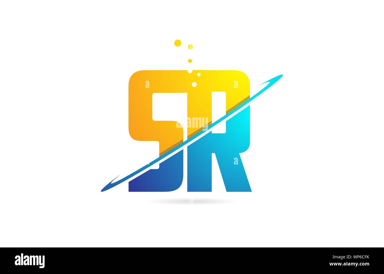 alphabet letter SR S R combination in blue and orange colors suitable ...