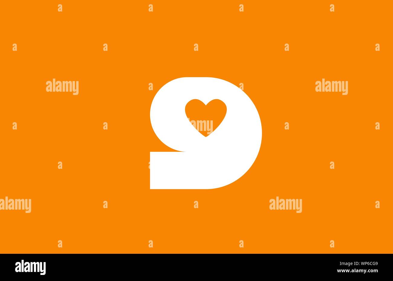 love heart orange white number 9 for company logo icon design. Suitable ...