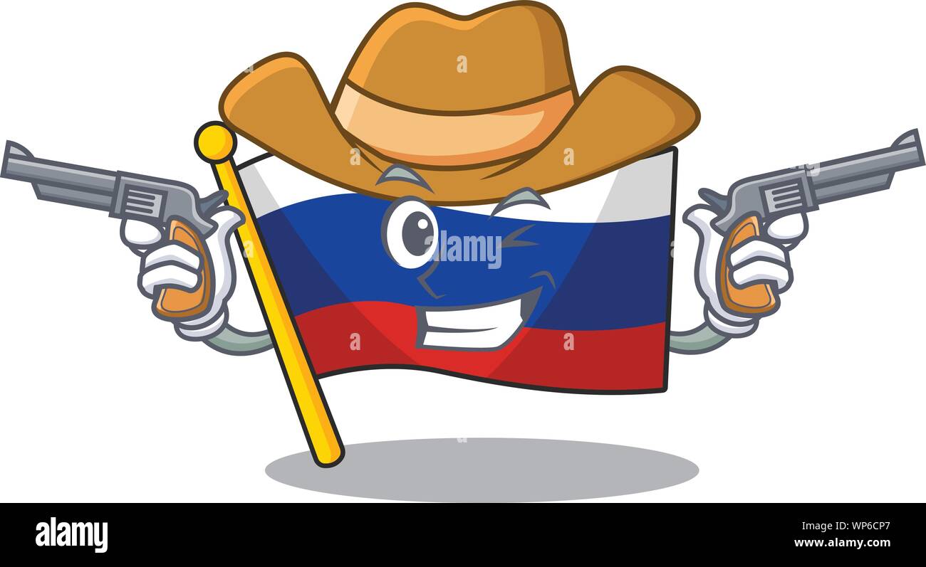 Cowboy russian mascot flag shaped on character Stock Vector Image & Art ...
