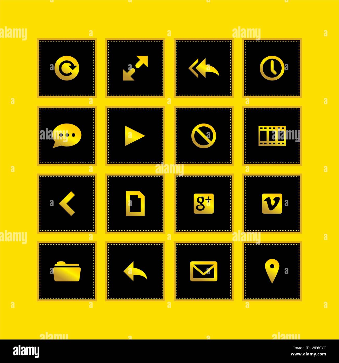 Yellow and black icon set Stock Vector Image & Art - Alamy