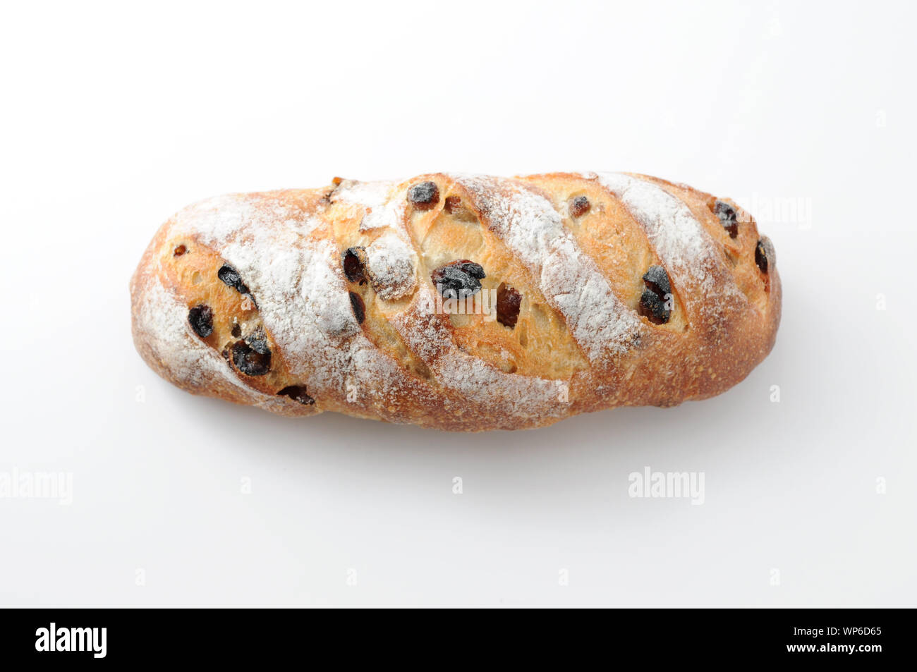 raisin bread french pan closeup isolated on white background Stock ...