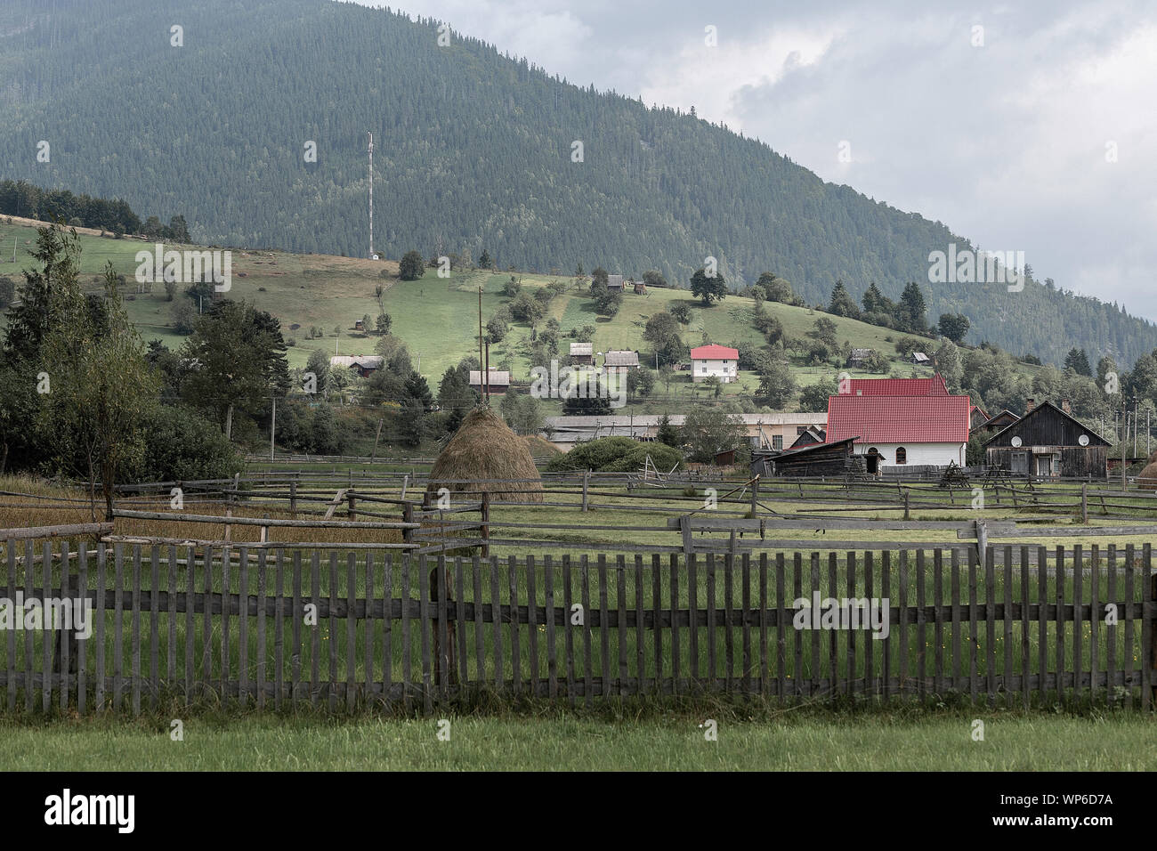 Countryside village in Ukraine with small wooden houses Stock Photo - Alamy