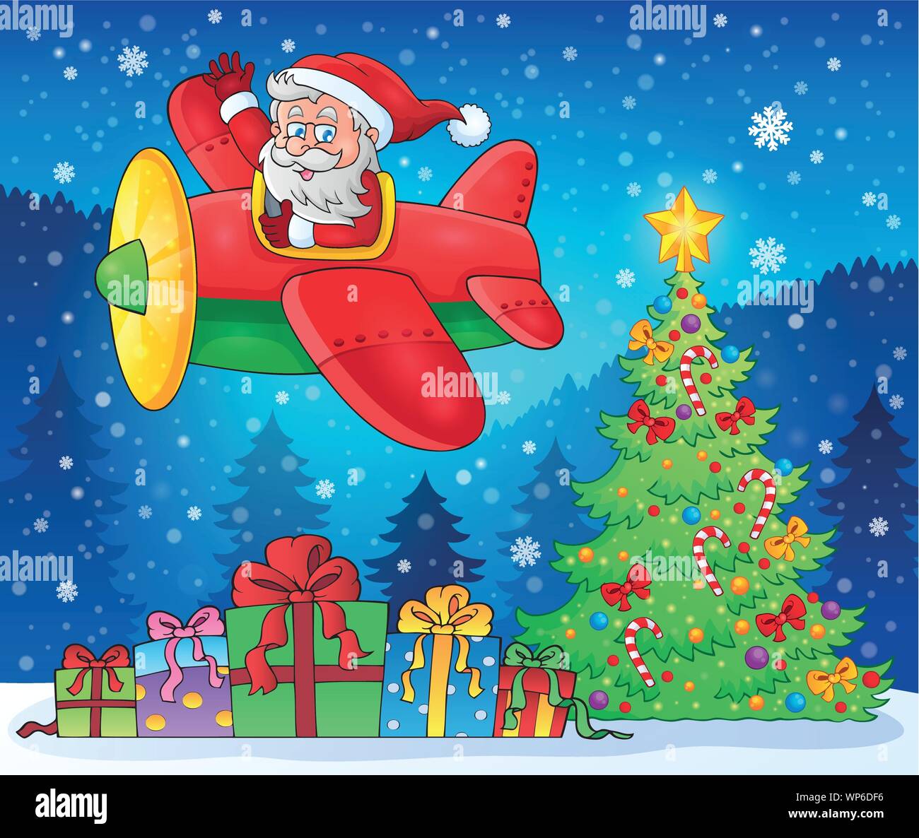 Santa Claus in plane theme image 9 Stock Vector Image & Art - Alamy
