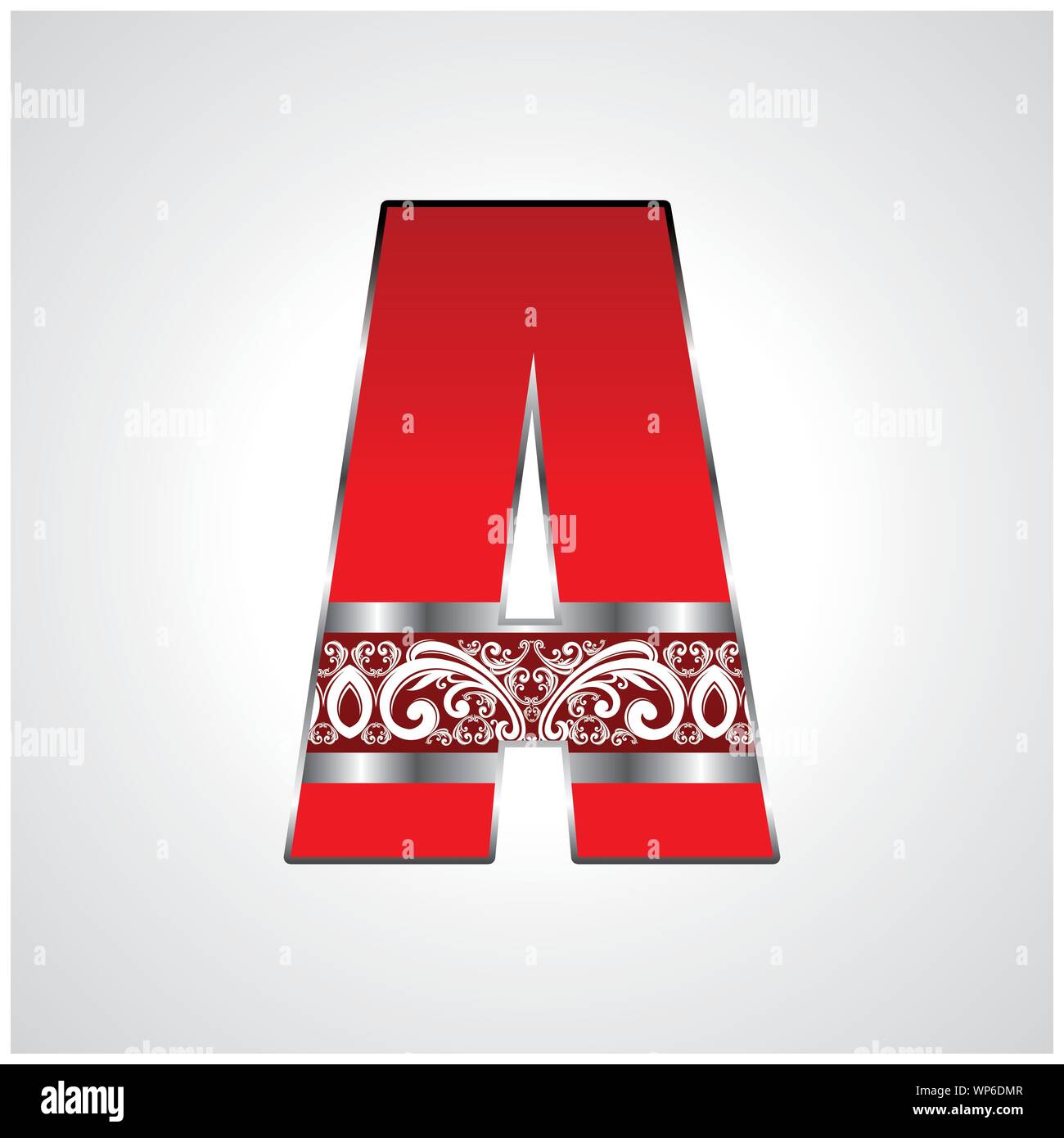 Red Silver Decorative Alphabet Stock Vector Image & Art - Alamy