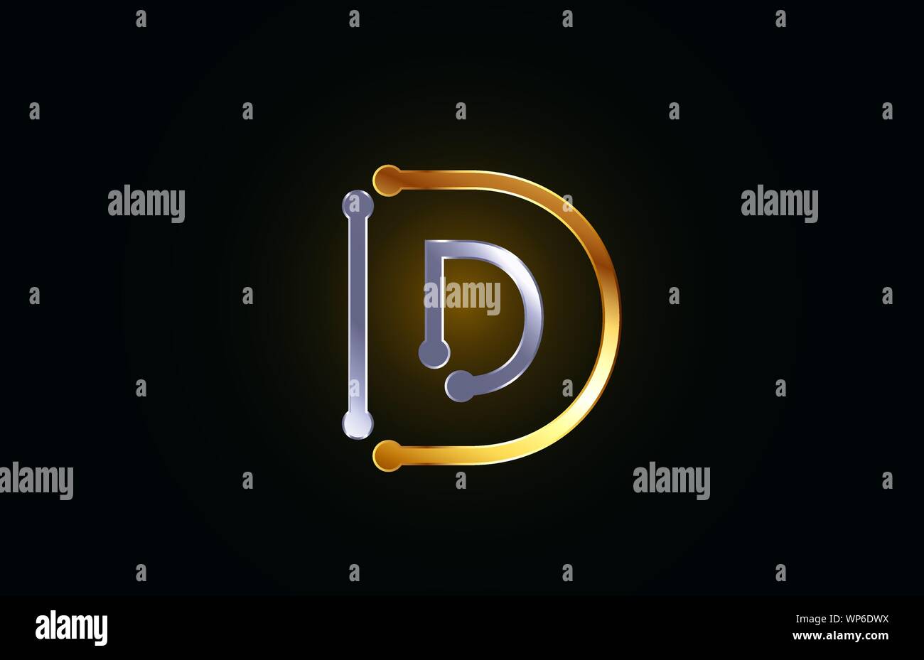 gold and silver metal letter D alphabet logo icon design suitable as a ...