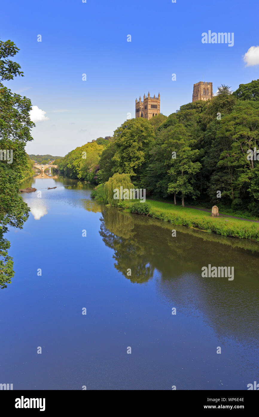 Durham Cathedral above the River Wear from Prebends Bridge, a UNESCO ...