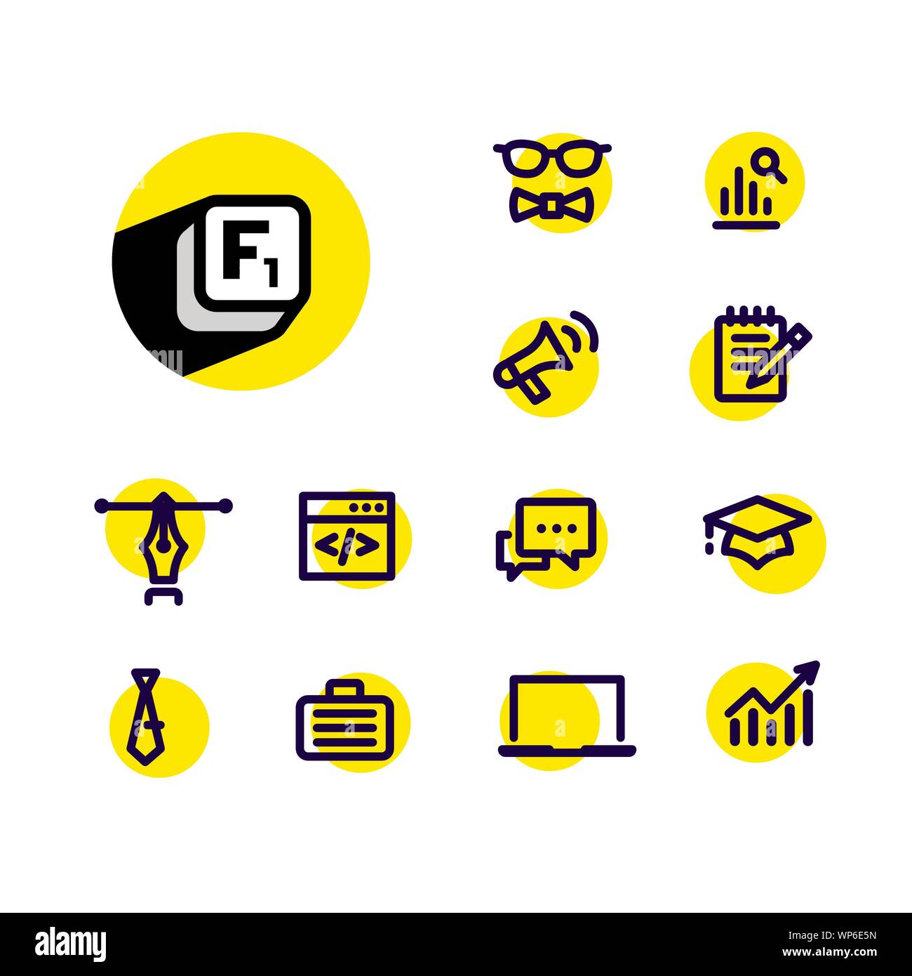 Icons on a business theme. Vector. Information and help. Reference data ...