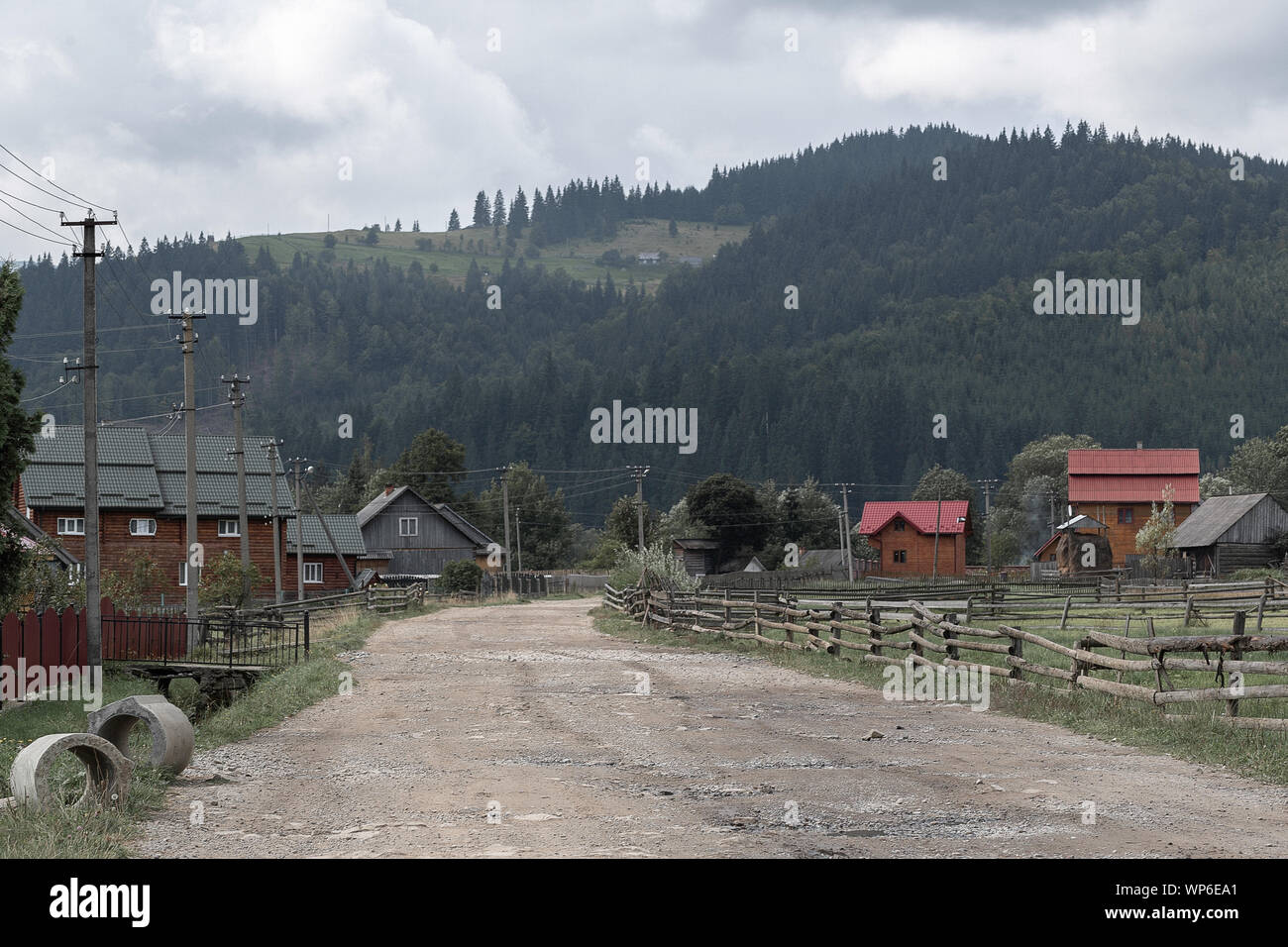 Countryside village in Ukraine with small wooden houses Stock Photo - Alamy