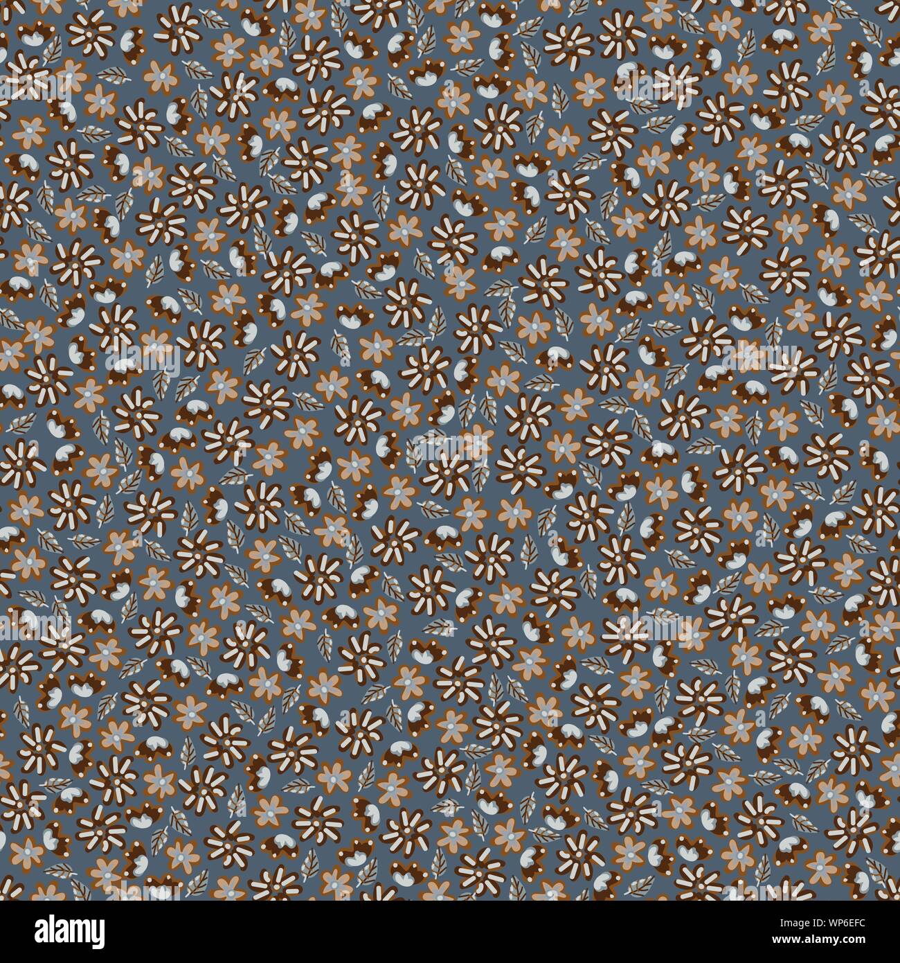 seamless vector ditsy floral pattern in earthy colors Stock Vector ...