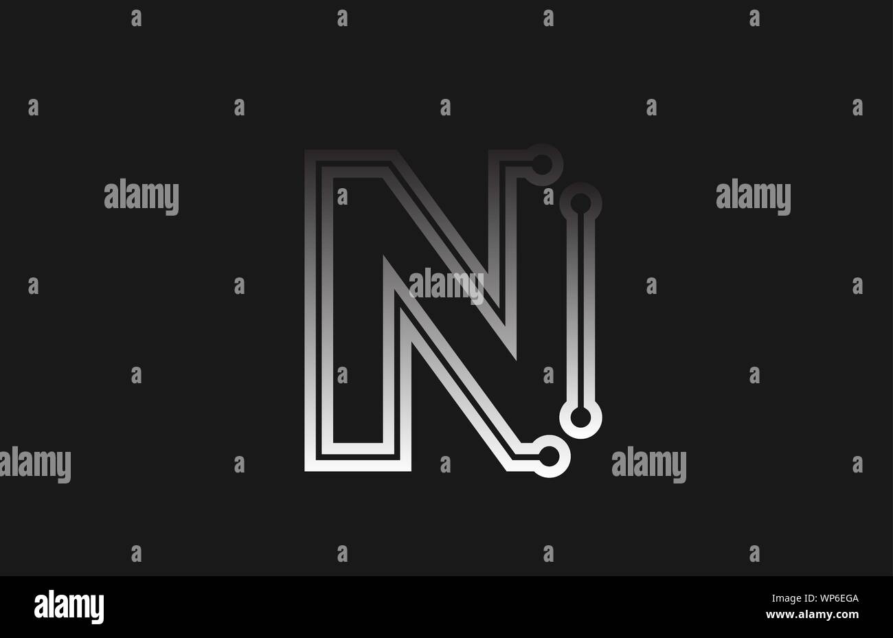 black and white line alphabet letter N for company logo icon design ...