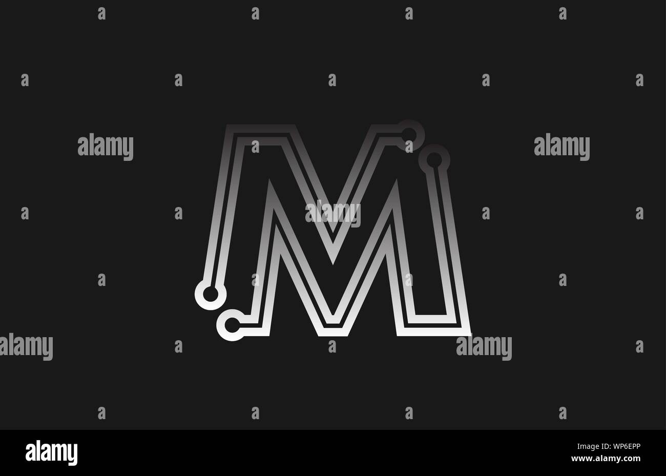 black and white line alphabet letter M for company logo icon design ...