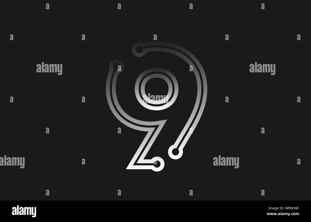 black and white line number 9 for company logo icon design. Suitable as ...