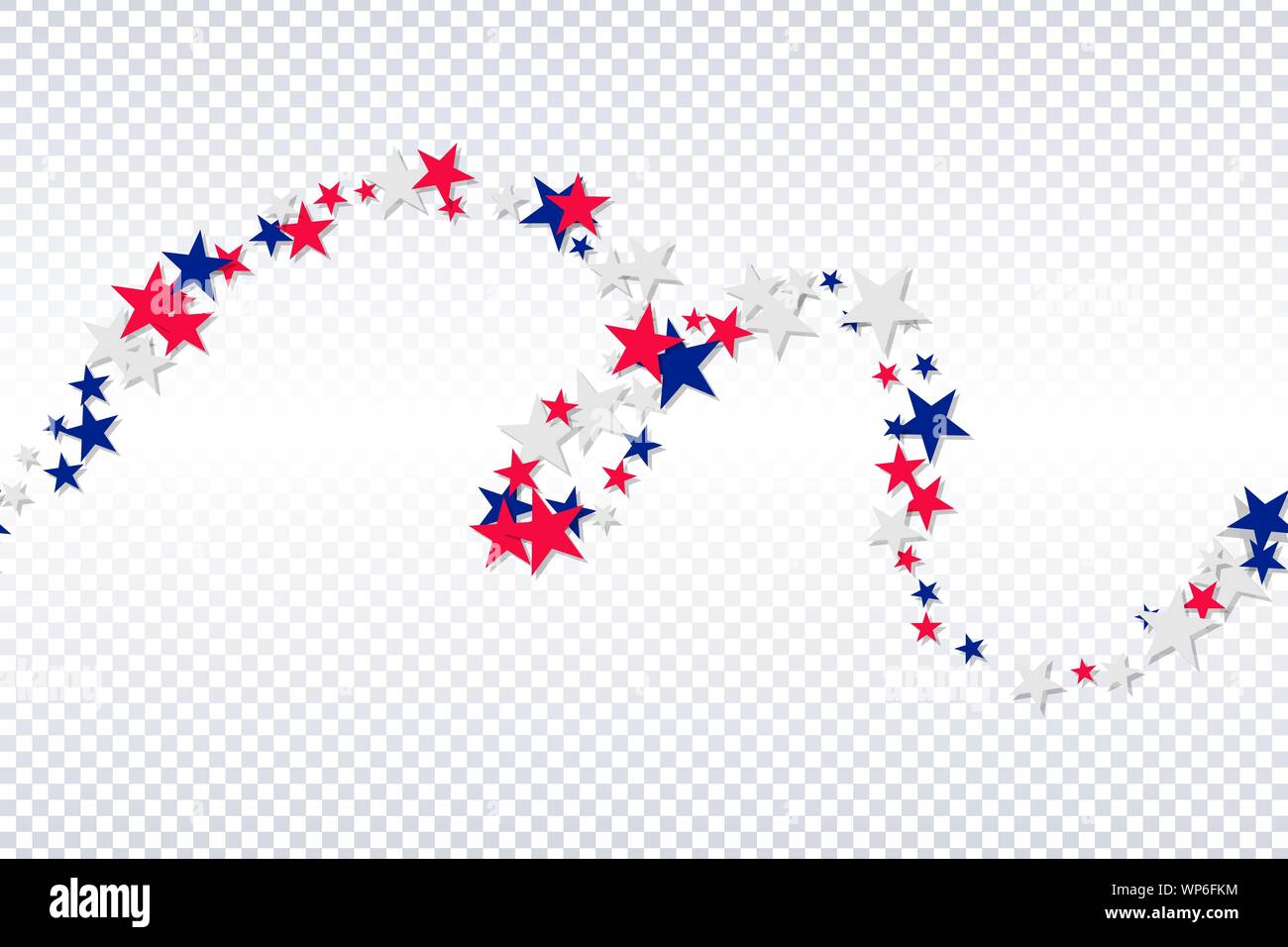 Seamless horizontal pattern of stars by hand in the US flag colors on a ...