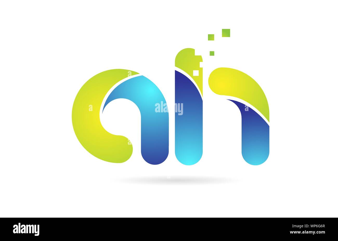 ah a h blue green alphabet combination letter logo design suitable for ...