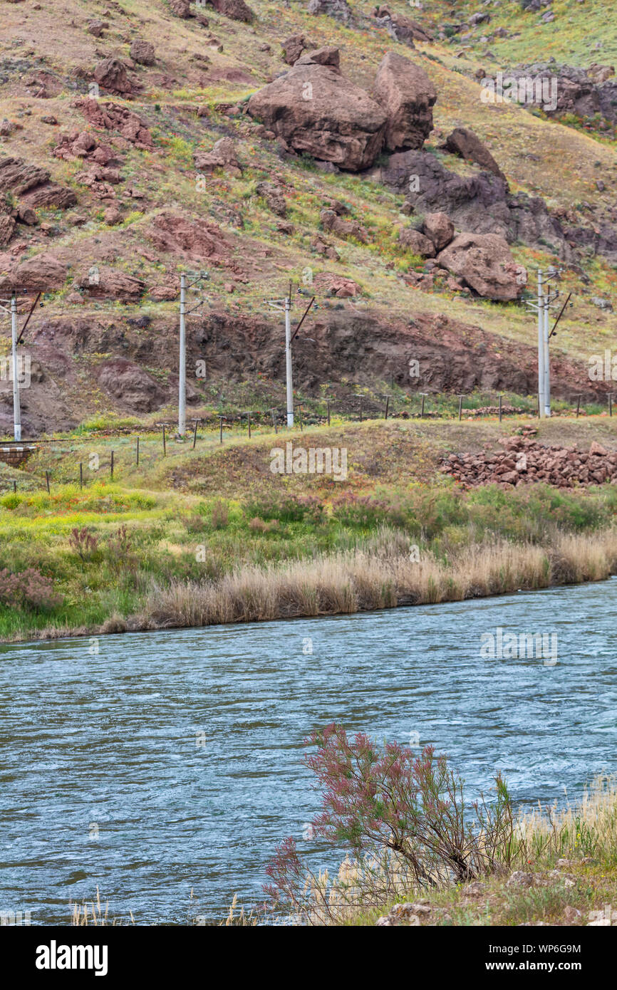 Aras river valley, Mountain landscape, border with Azerbaijan, West ...