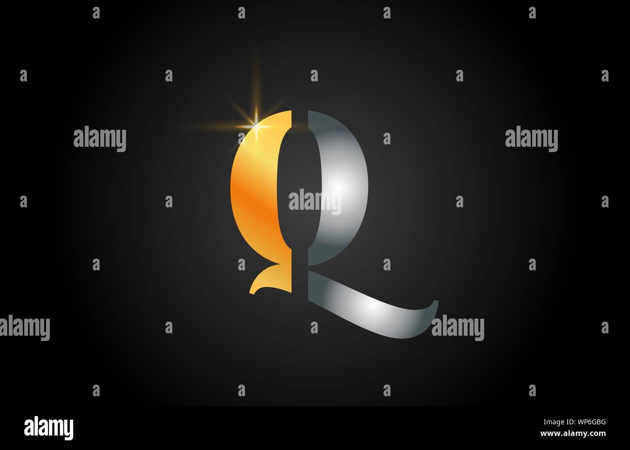 q gold alphabet letter logo design suitable for a company or business ...