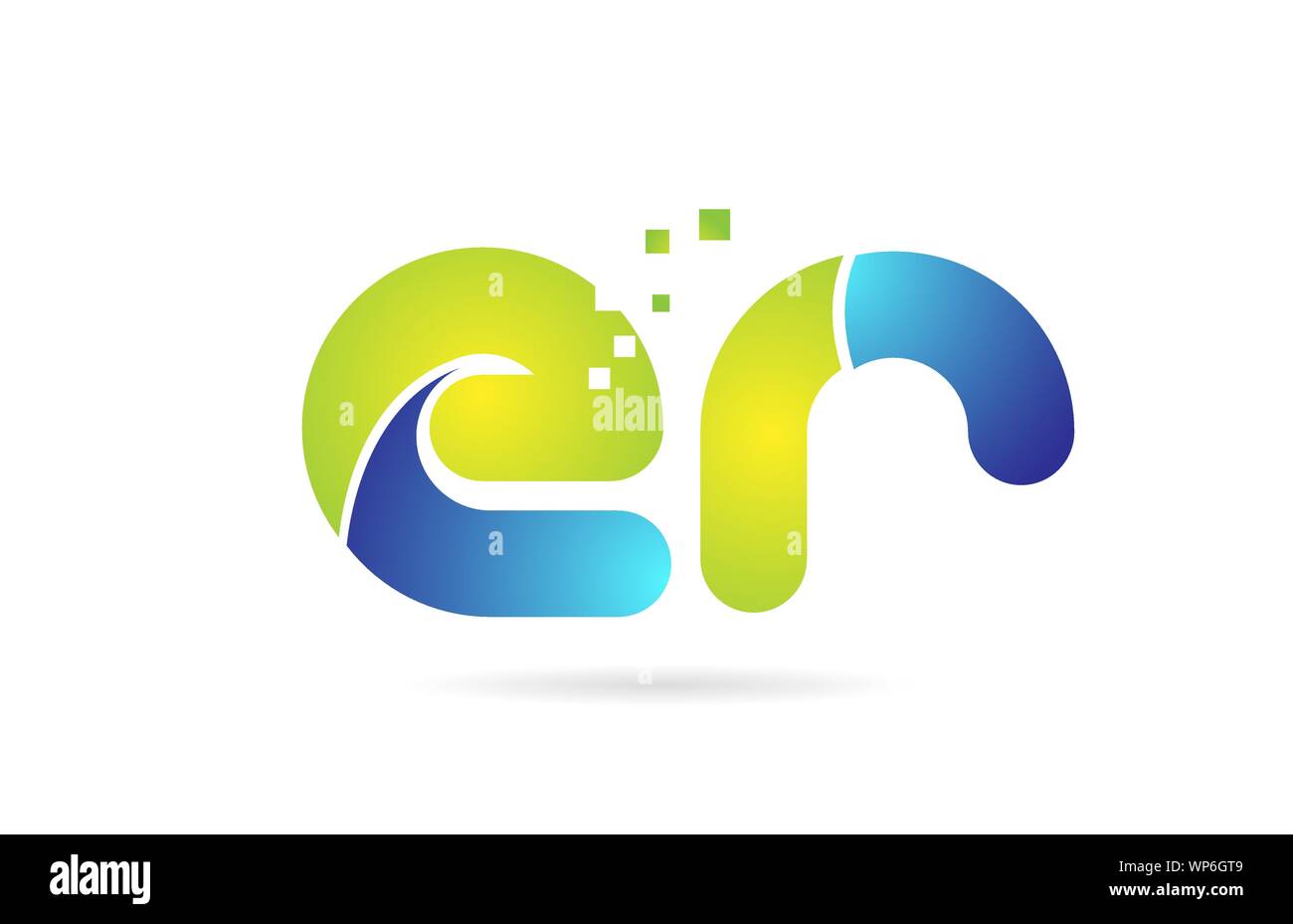 er e r blue green alphabet combination letter logo design suitable for ...