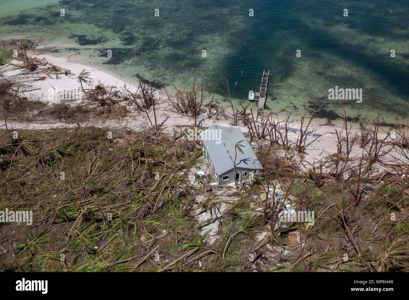 Marsh Harbour, Abaco, Bahamas. 05 September, 2019. Ruins and rubble are ...