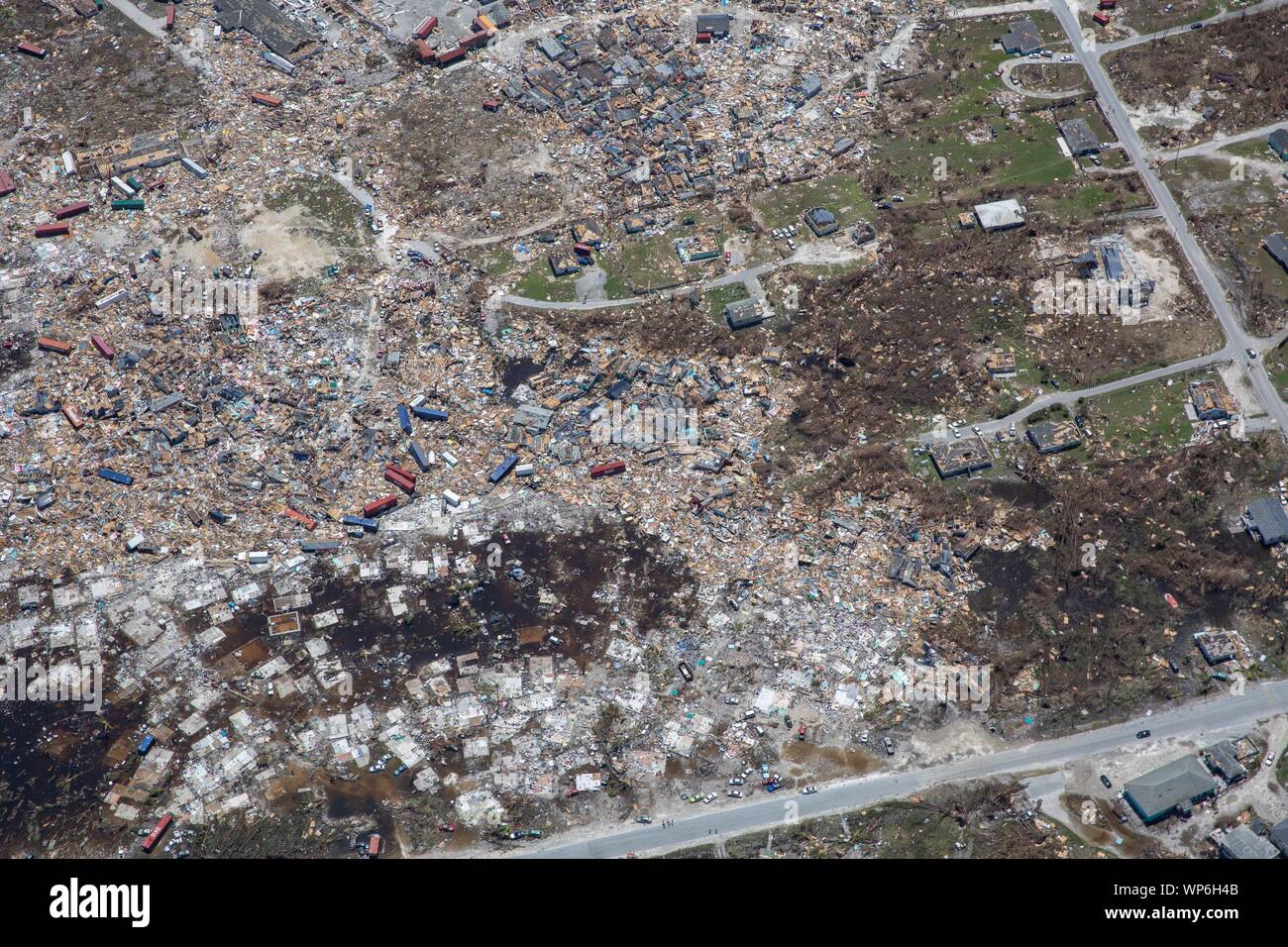 Marsh Harbour, Abaco, Bahamas. 05 September, 2019. Ruins and rubble are ...