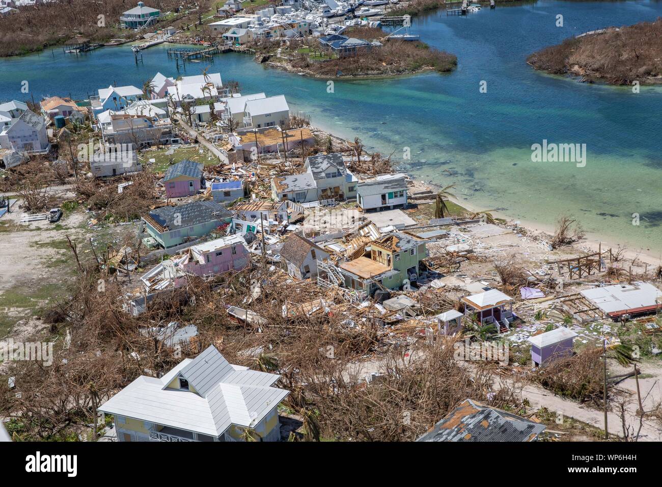Marsh Harbour, Abaco, Bahamas. 05 September, 2019. Ruins and rubble are ...