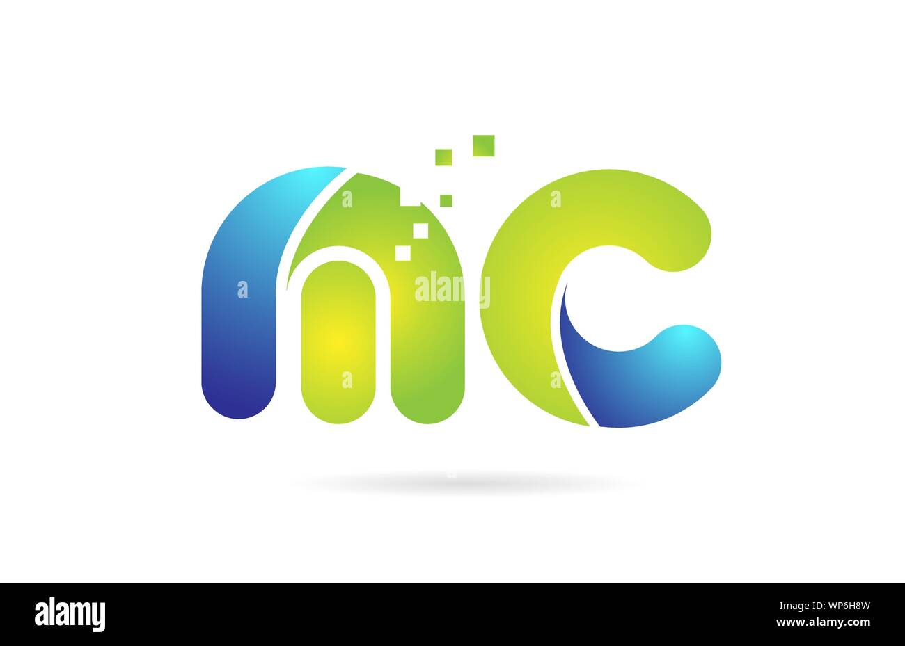 mc m c blue green alphabet combination letter logo design suitable for ...