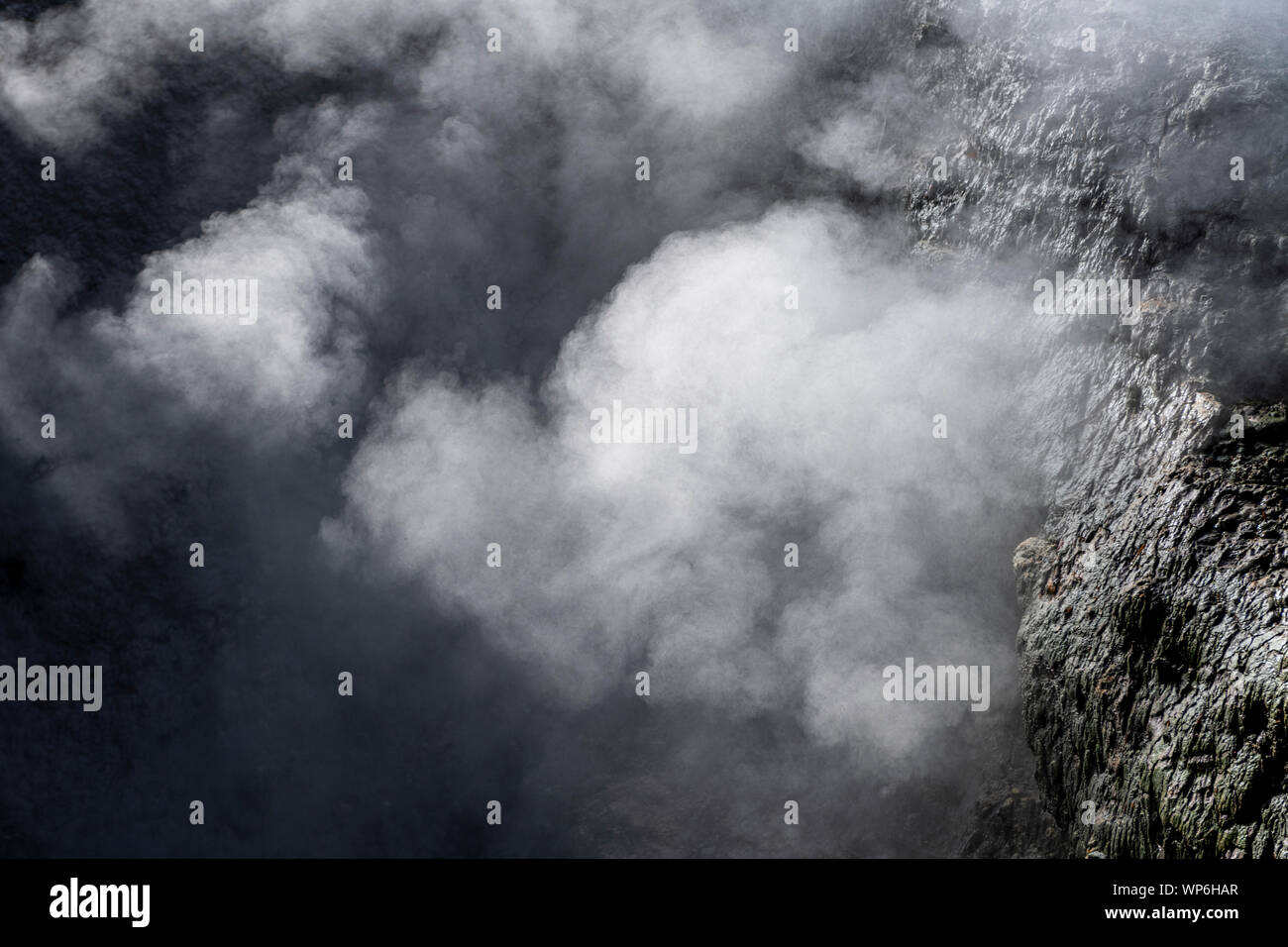 Detail of fumarole emitting gases and steam at the Jardim da Courela ...
