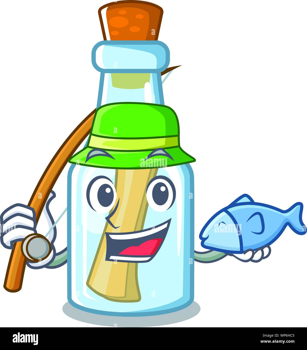 Fishing message in bottle on a character Stock Vector Image & Art - Alamy