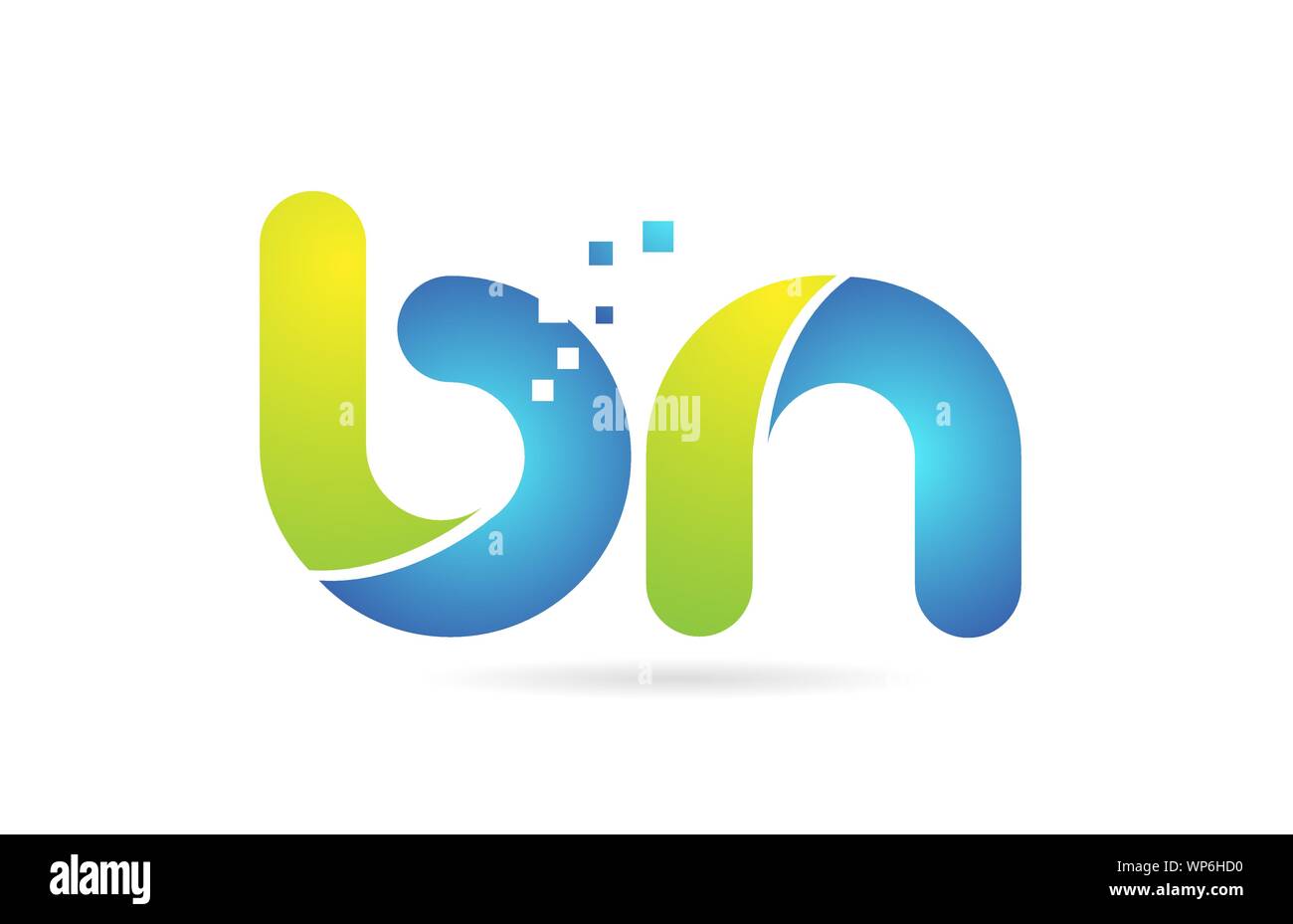 bn b n blue green alphabet combination letter logo design suitable for ...