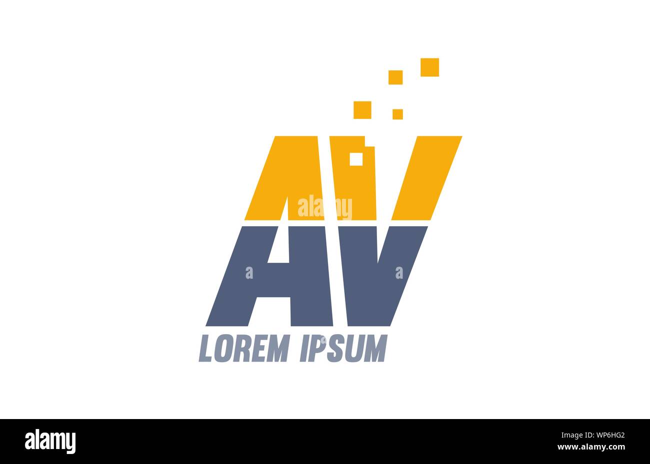 yellow blue AV A V alphabet letter logo icon design suitable for a ...