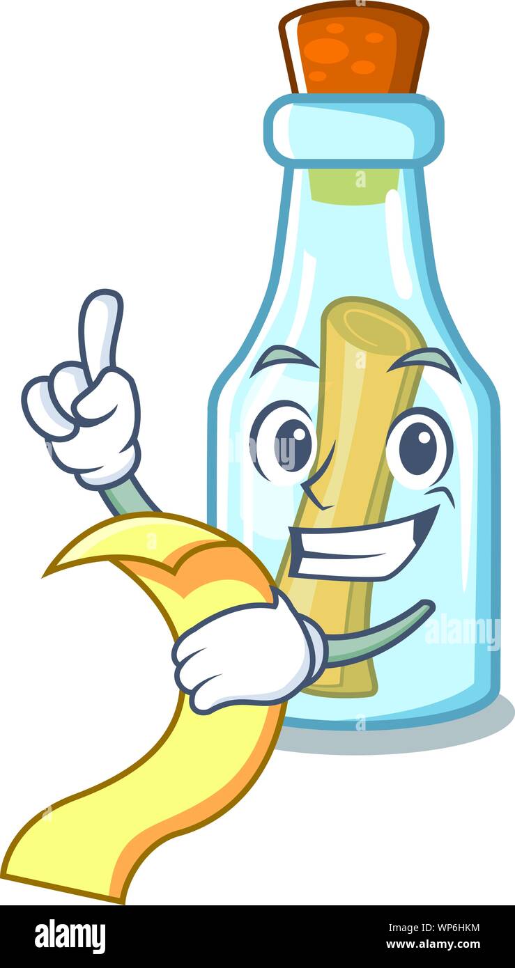 With menu message in bottle on a character Stock Vector Image & Art - Alamy