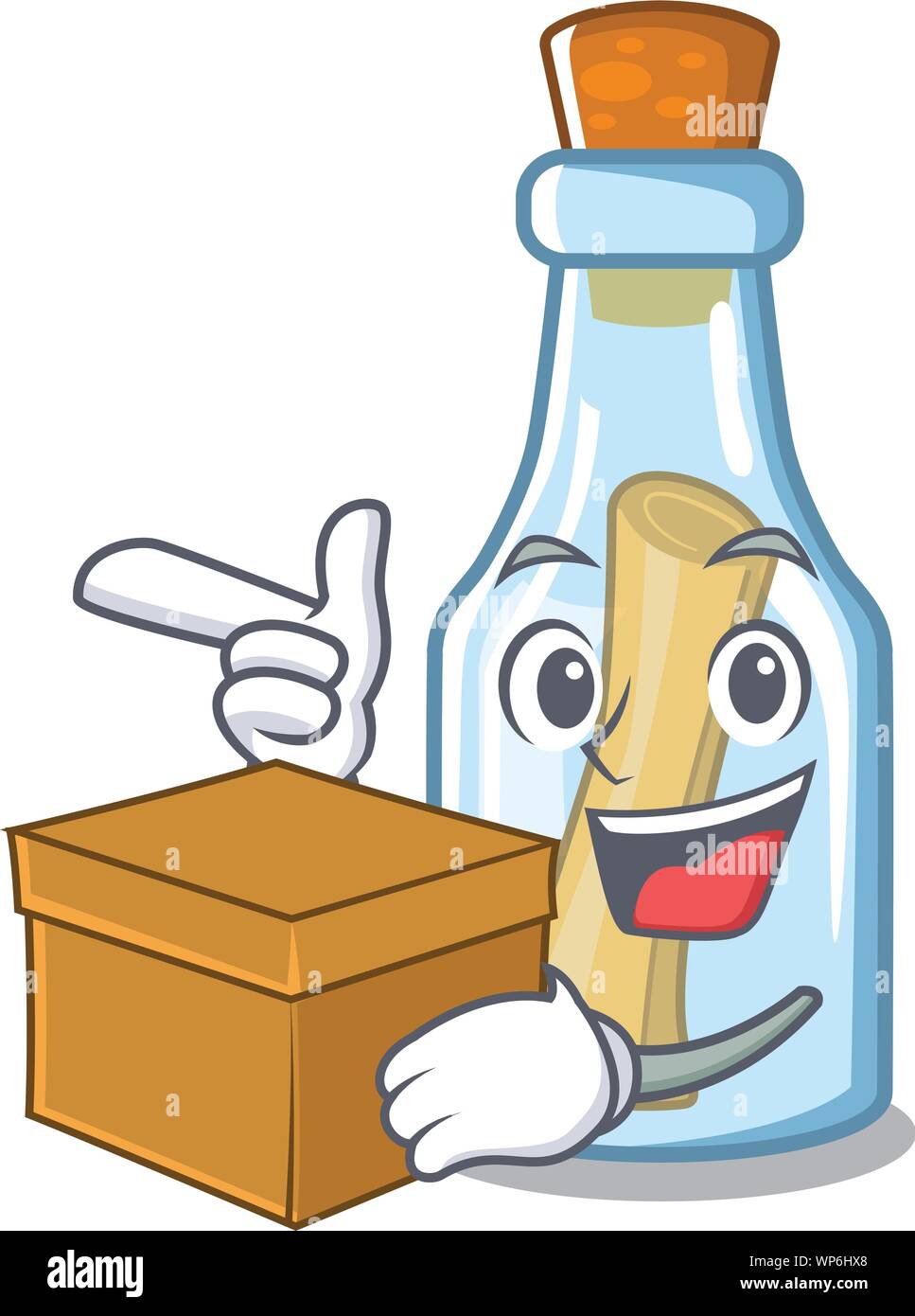 With box message in bottle on the cartoon Stock Vector Image & Art - Alamy