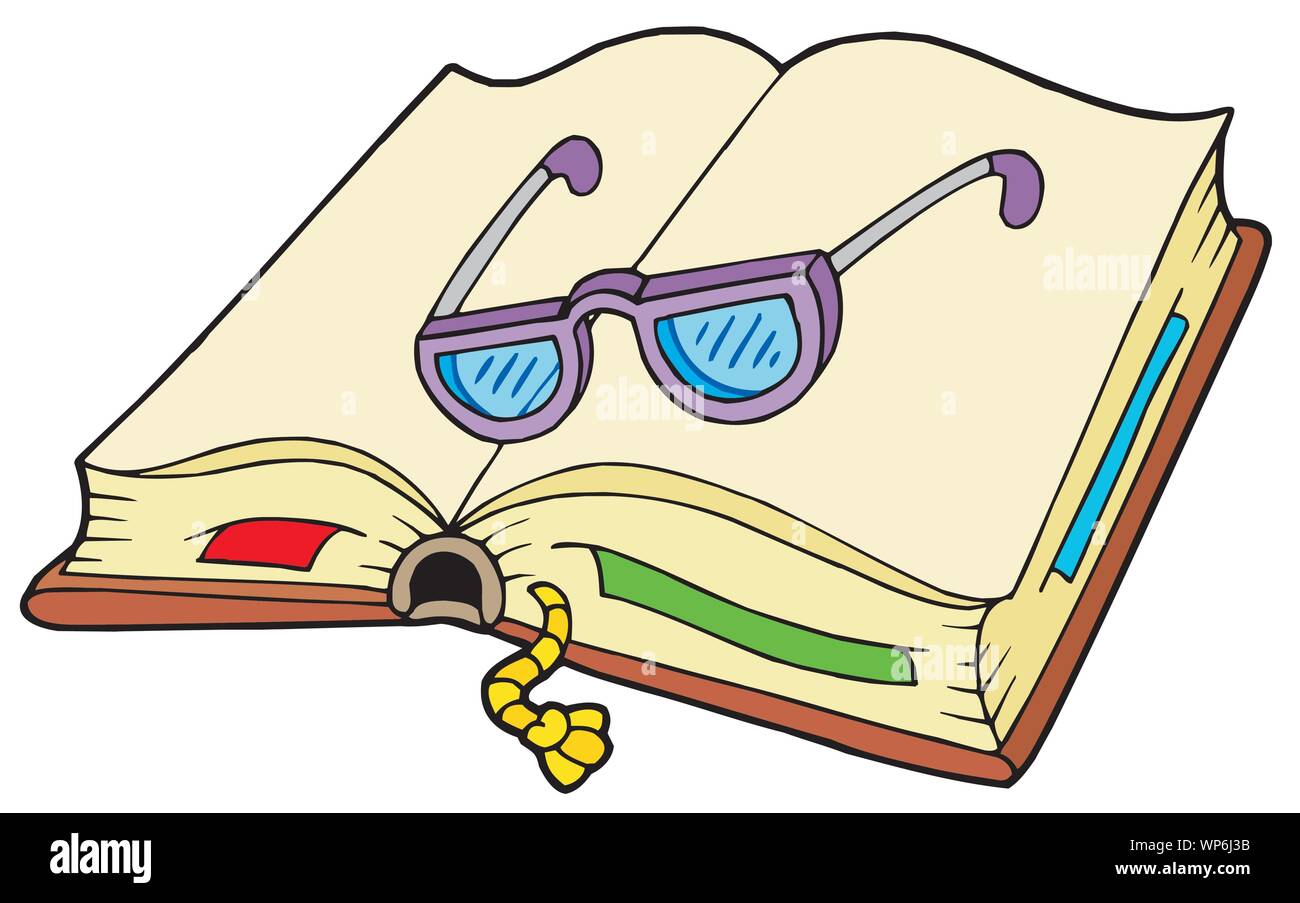Reading glasses open book Stock Vector Images - Alamy