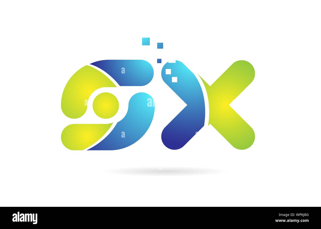 sx s x blue green alphabet combination letter logo design suitable for ...