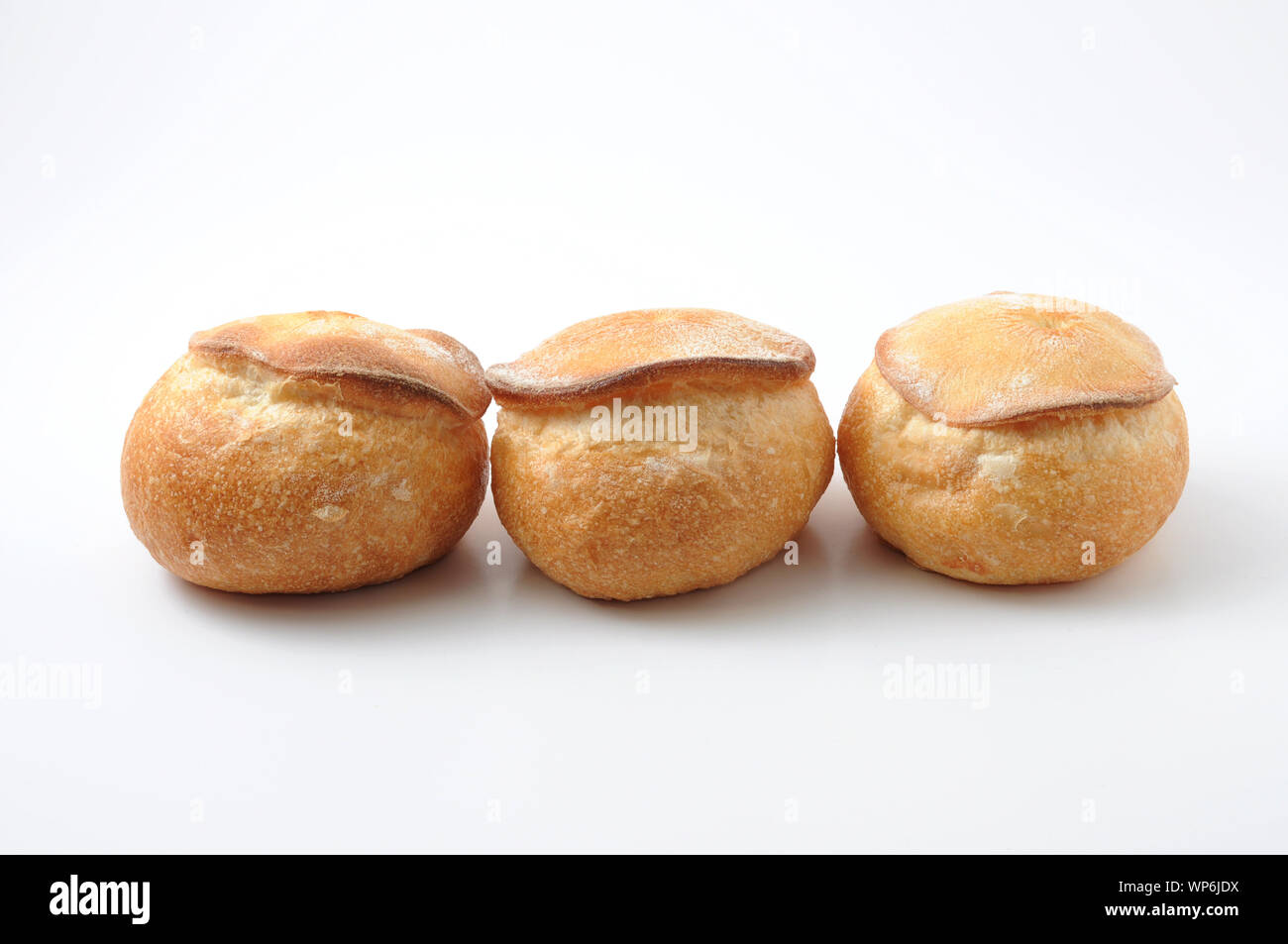 french bread champignon closeup isolated on white background Stock ...