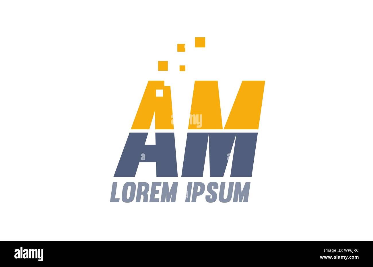 yellow blue AM A M alphabet letter logo icon design suitable for a ...