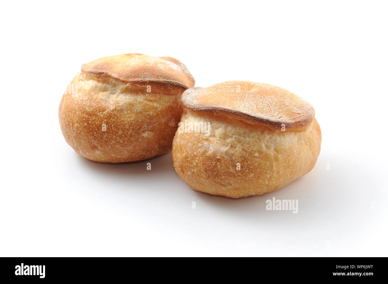 french bread champignon closeup isolated on white background Stock ...